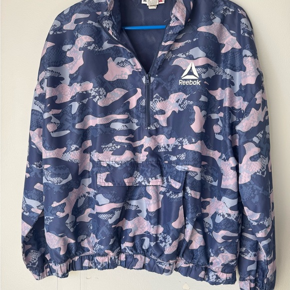 Reebok | Jackets & Coats | Reebok Camouflage Windbreaker Bluepink ...